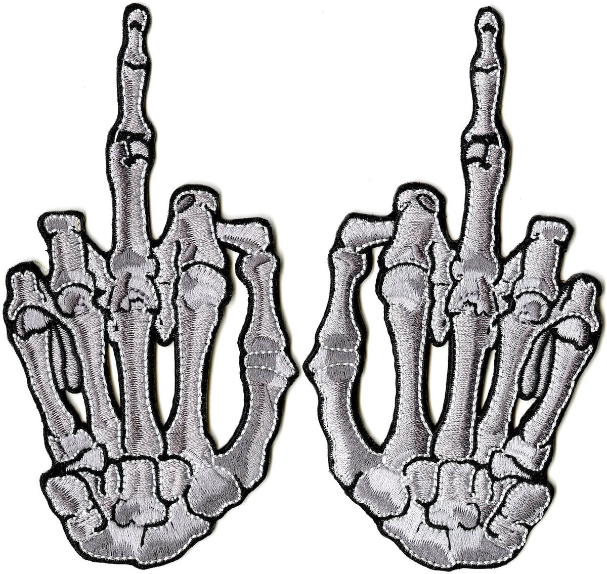 2pc Middle Finger Patches 5" | Realistic Skeleton Hand Patch | Small E – Nixon Thread Co.