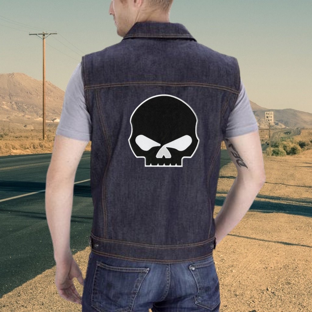 Punisher Willie G. Skull Patch | Black Skeleton | Embroidered Iron On ...