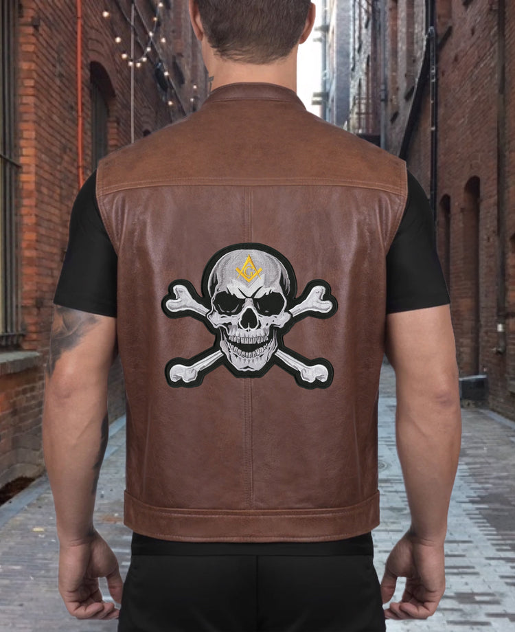 Masonic Skull & Crossbones 10.5" | Large Motorcycle Center Back Patch ...