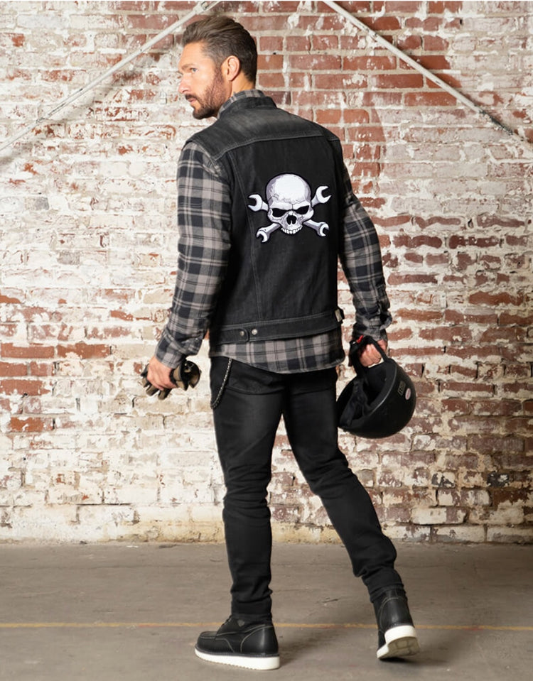 Skull & Wrench Crossbones Patch 11" | Realistic Large Skeleton Halfsku ...