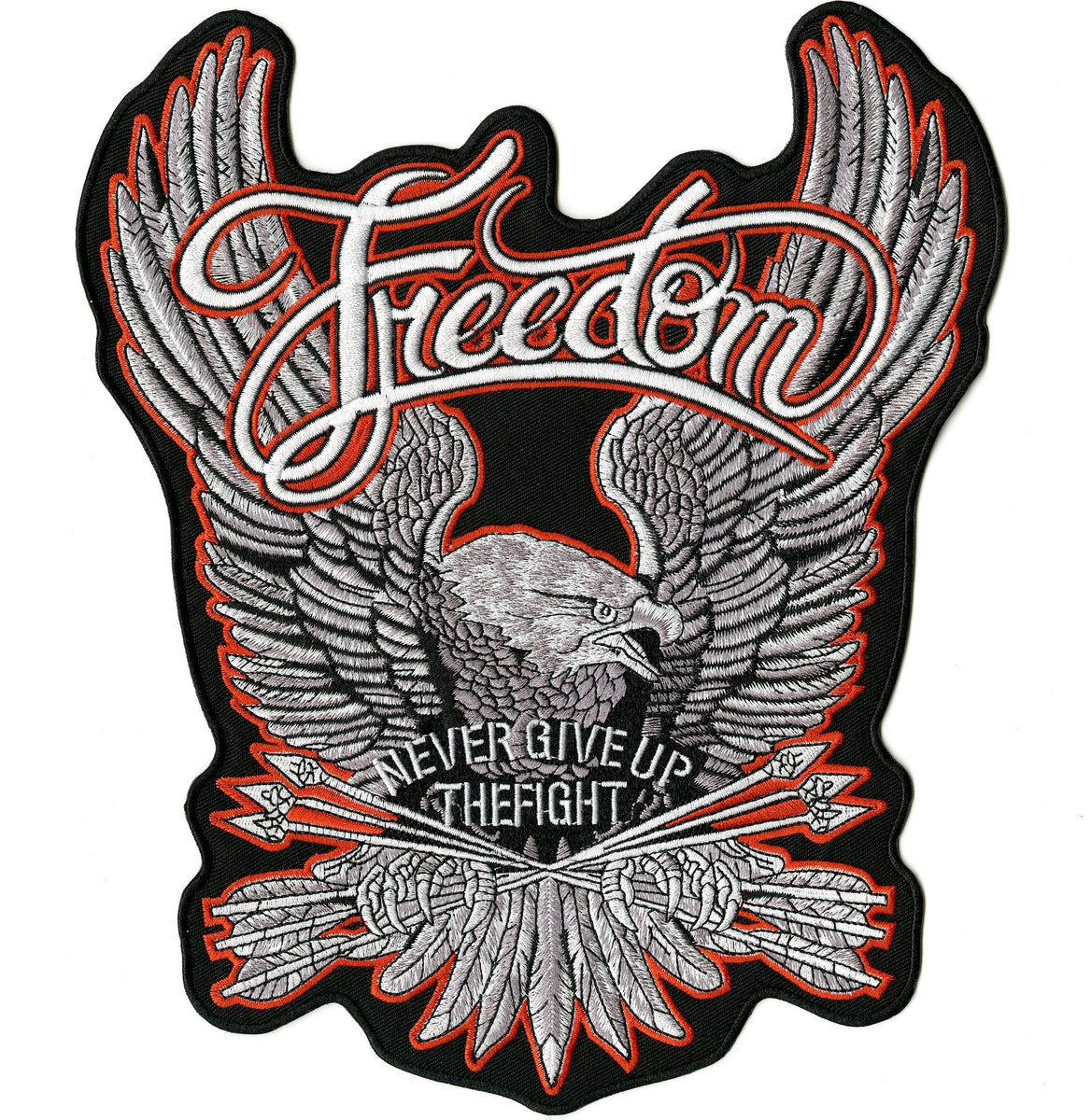 Freedom Eagle Patch 11" | "Never Give Up The Fight" Large Embroidered ...