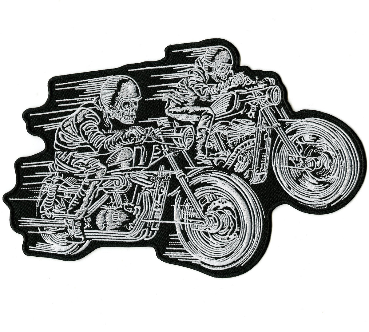 Skeleton Cruiser Patch | Cafe Speed Racer | Embroidered Iron On | Larg ...